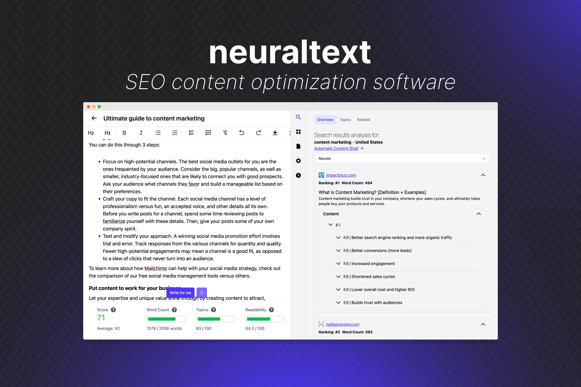 NeuralText - AI Writing Assistant and tools for SEO
